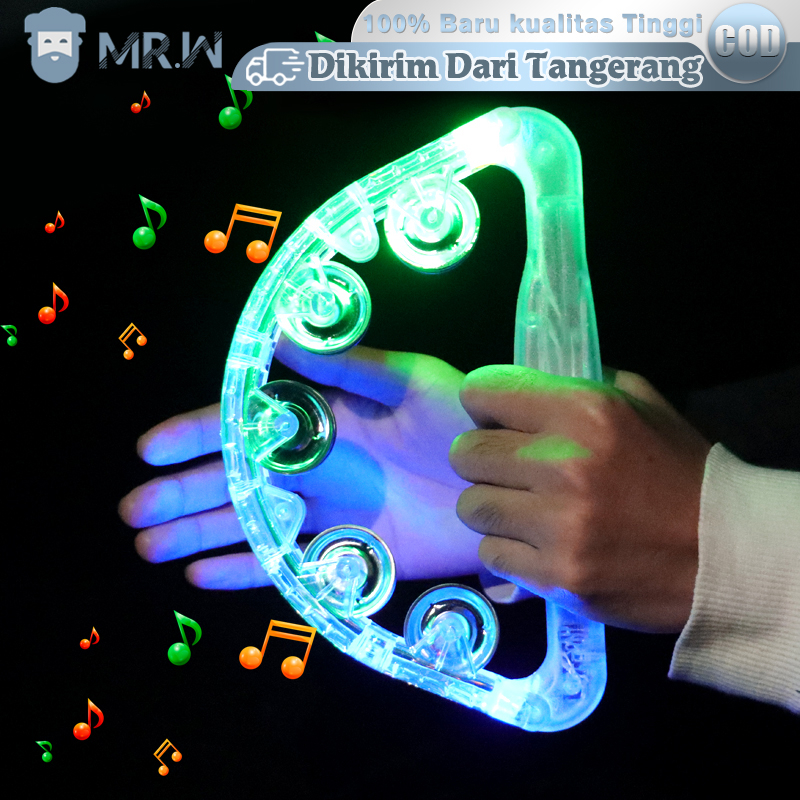 Jual Alat Musik Tamborin Dengan Lampu LED Tambourine LED kecrekan musik ...