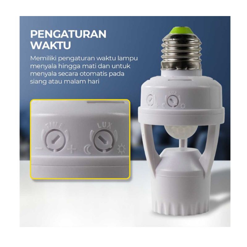 Jual sensor gerak socket lampu fitting e27 Pir motion LED lamp light ...