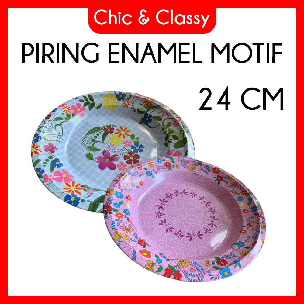 Jual Piring Enamel Motif Warna 20cm 22cm 24cm / Piring Seng / Piring ...