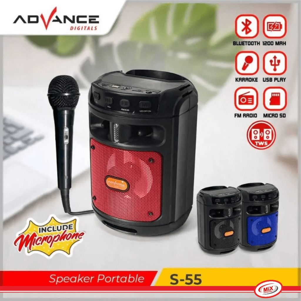 Jual Speaker aktif Advance s55 bluetooth portable with LED RGB + Mic Wired | Shopee Indonesia
