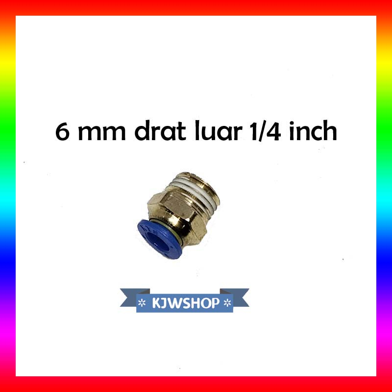 Jual Nepel Quick Coupling Selang PU 6mm Drat Luar 1/4" Coupler Drat 1/4 ...
