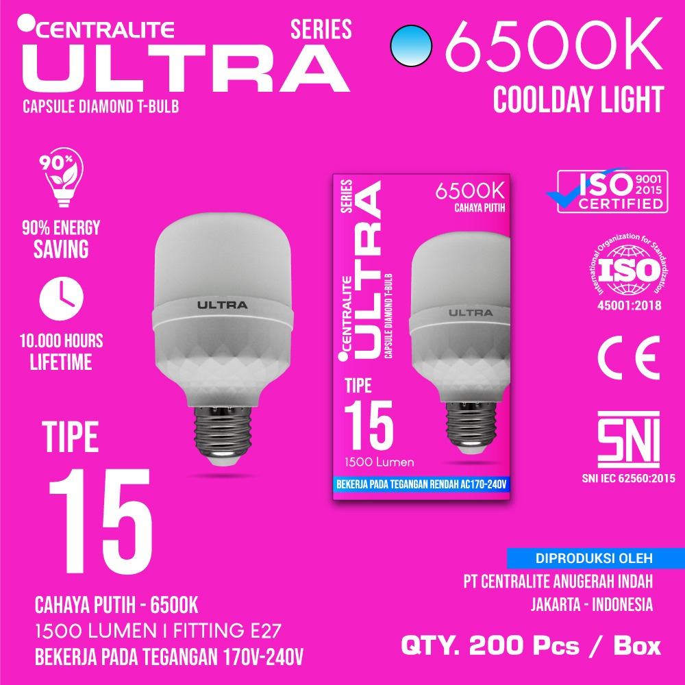 Jual Centralite ULTRA 15W Lampu LED Cahaya PUTIH 15 Watt Model Tabung Kapsul Capsule Body Jumbo ...