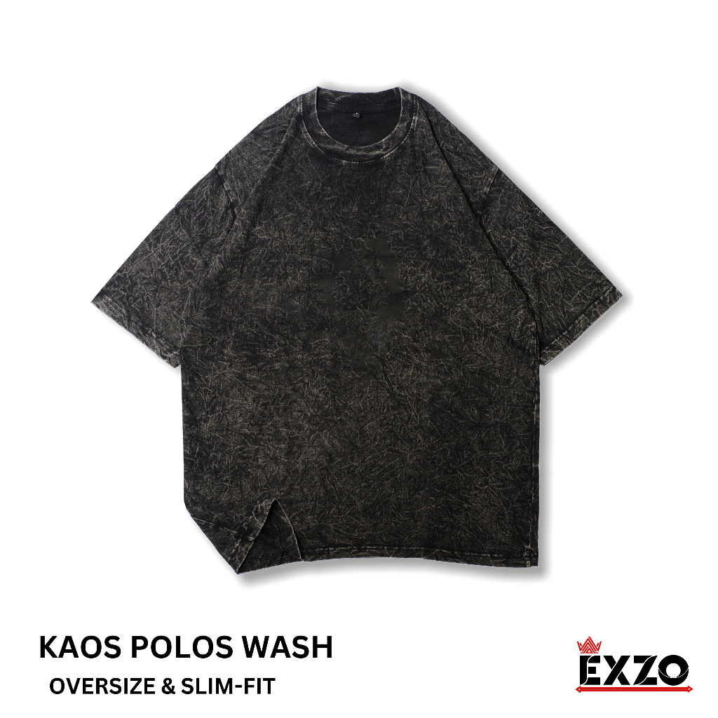 Jual EXZO Kaos Oversize Polos Washed Oversize Tshirt kaos polos hitam ...