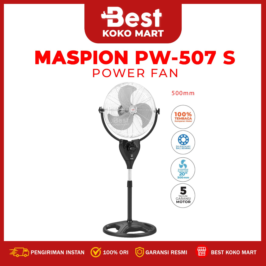 Jual MASPION POWER FAN / KIPAS ANGIN BERDIRI / STAND FAN 20 INCH PW-507 S ORIGINAL | Shopee ...