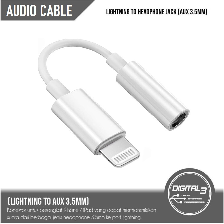Jual Dongle Adapter Lightning To Audio Jack 3.5mm AUX Headphone OTG for ...