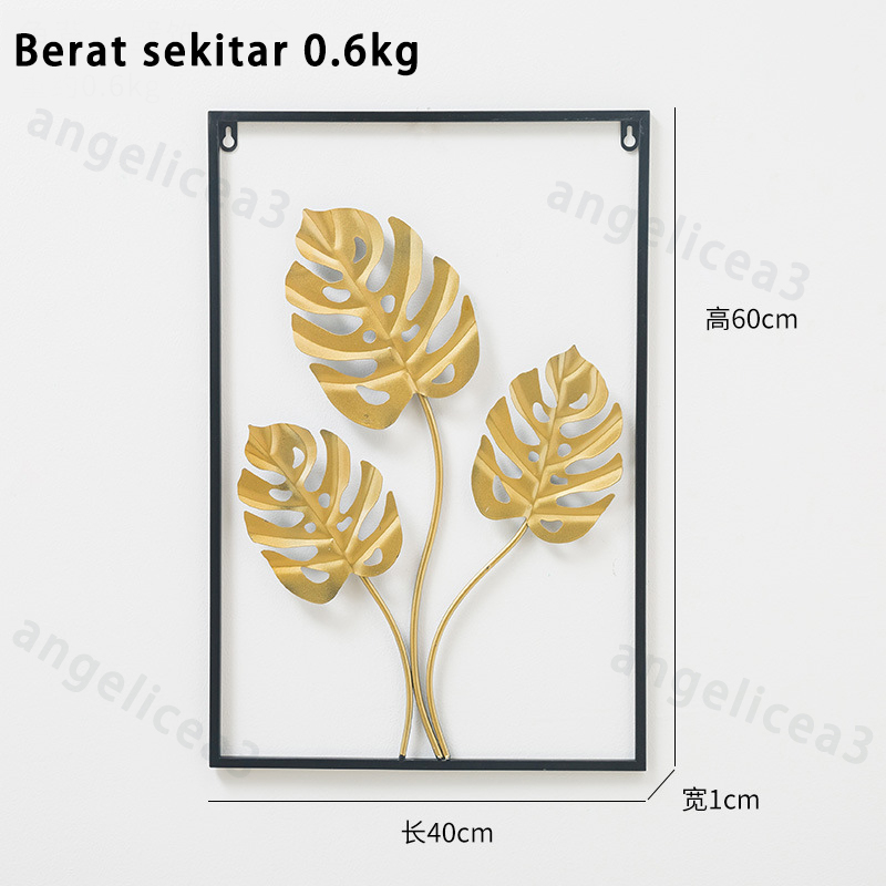Jual Wall Decor Hiasan Dinding Aesthetic Frame Metal Gold Daun Leaf ...