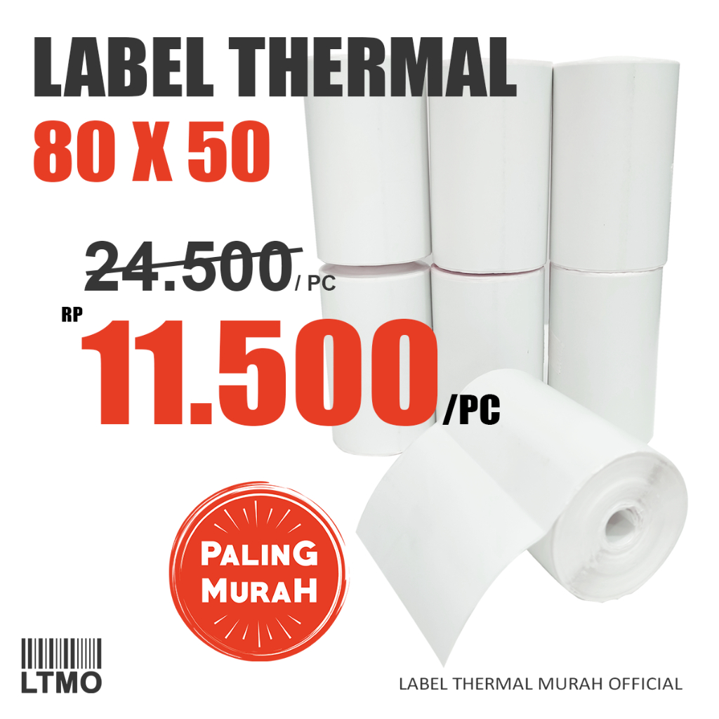 Jual Label Thermal Stiker 80x50 Label Sticker Continuous 80 x 50 80x5 m ...