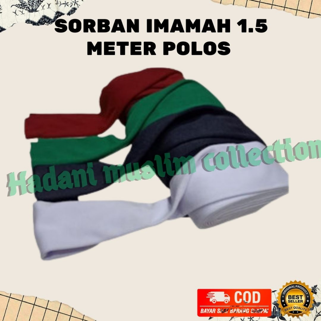 Jual imamah 1,5 meter POLOS/sorban imamah 1,5meterPOLOS/imamah ...