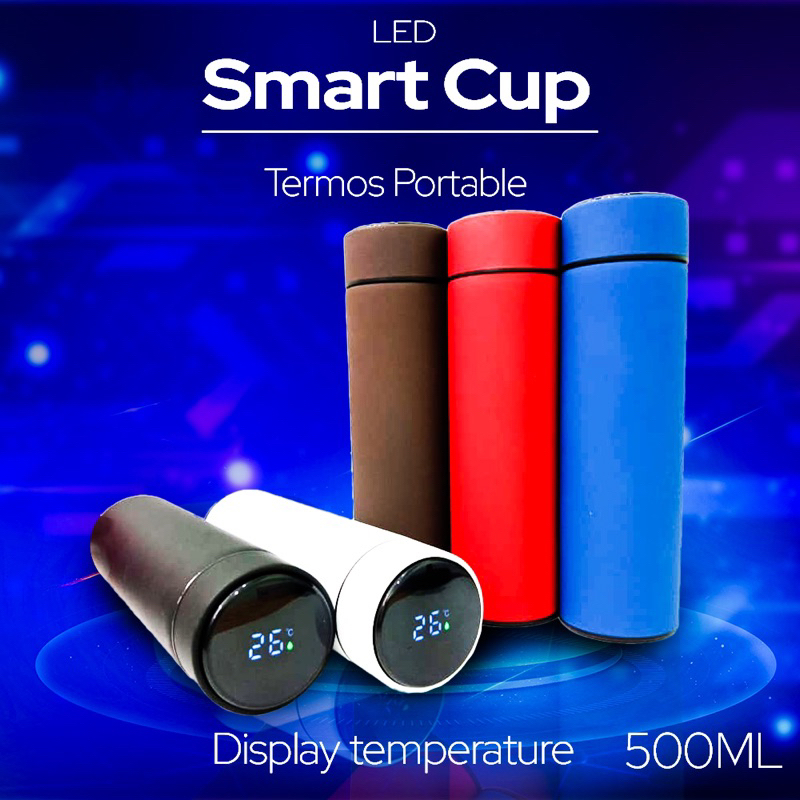 Jual Termos Smart Led display suhu temperatur warna doff karet 500ml ...