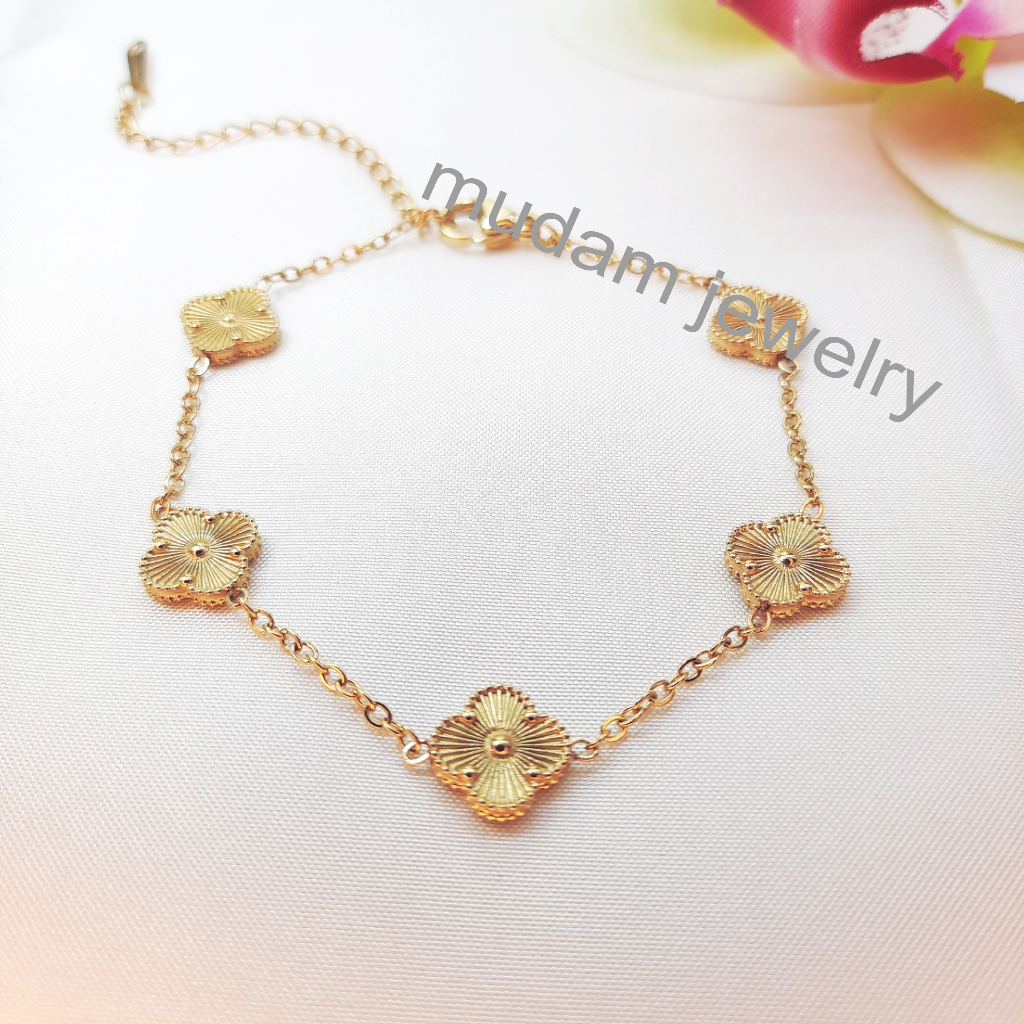 Jual Gelang Rantai Model Daun Semanggi Sun Tersedia Warna Rose Gold ...