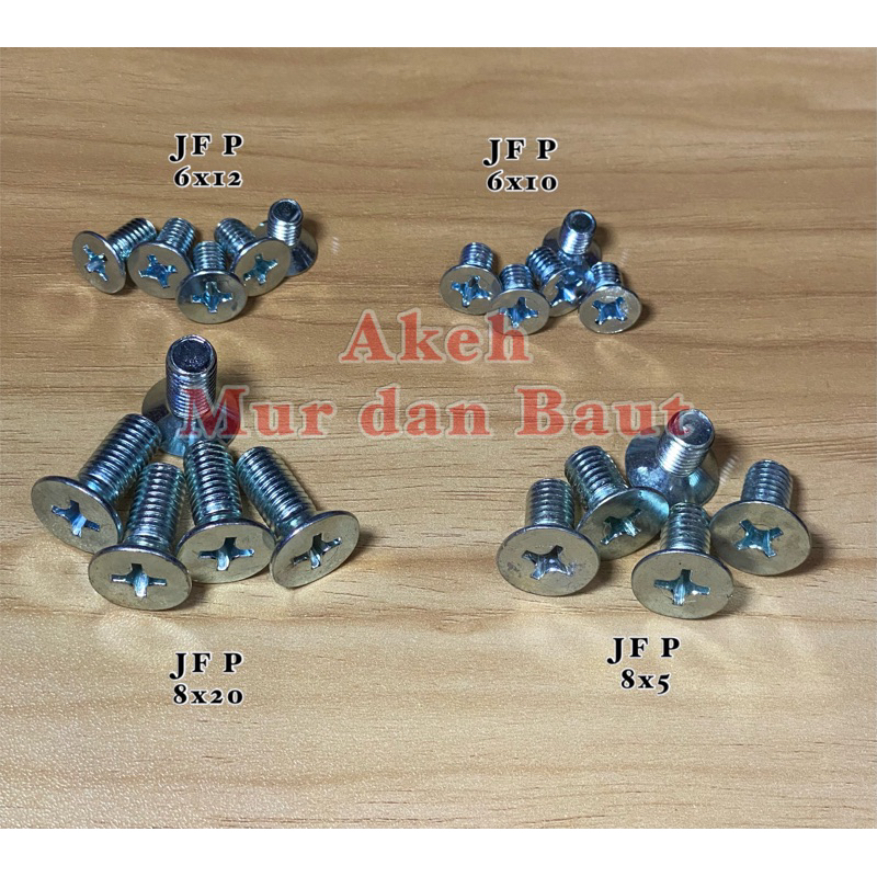 Jual Baut JF Besi M4/M5/M6 / Baut Flat Head Kepala Rata M4/M5/M6 / Baut JF M4/M5/M6 Besi ...
