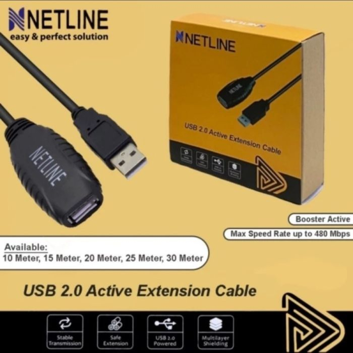 Jual NETLINE Kabel USB Extension 10m ACTIVE Perpanjangan USB 10 meter ...
