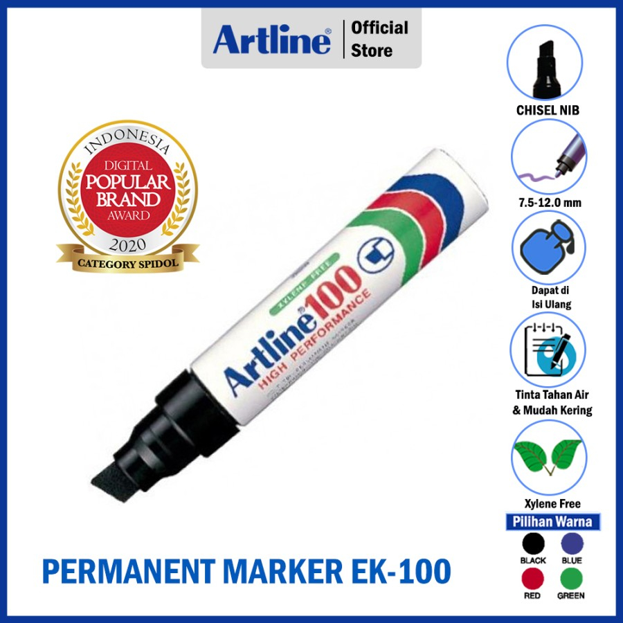Jual ARTLINE Spidol Permanen Marker Besar / Jumbo EK-100 | Shopee Indonesia