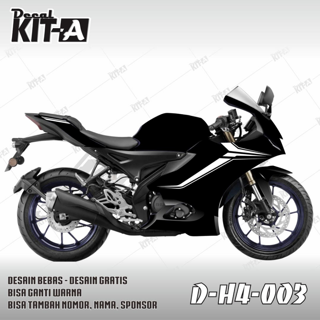 Jual Stiker R15 M/R15 V4 decal setiker R15 M/R15 V4 stiker motor MOTIF Hitam Lis Putih D-H4-004 ...