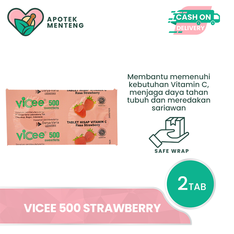 Jual Vicee 500 Mg Strawberry 2 Tablet - Tablet Hisap Vitamin C 500 Mg ...