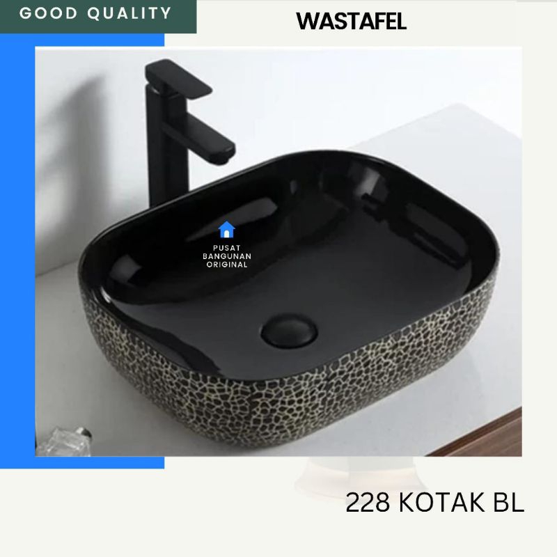 Jual WASTAFEL MEJA CUCI TANGAN WASTAFEL OVAL HITAM BLACK DI ATAS MEJA ...
