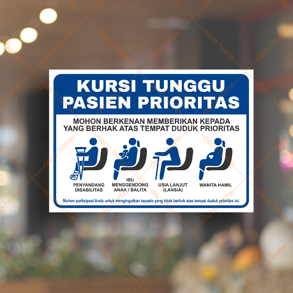 Jual Sticker Waterproof Kursi Tunggu Prioritas / Piority Seats | Shopee ...