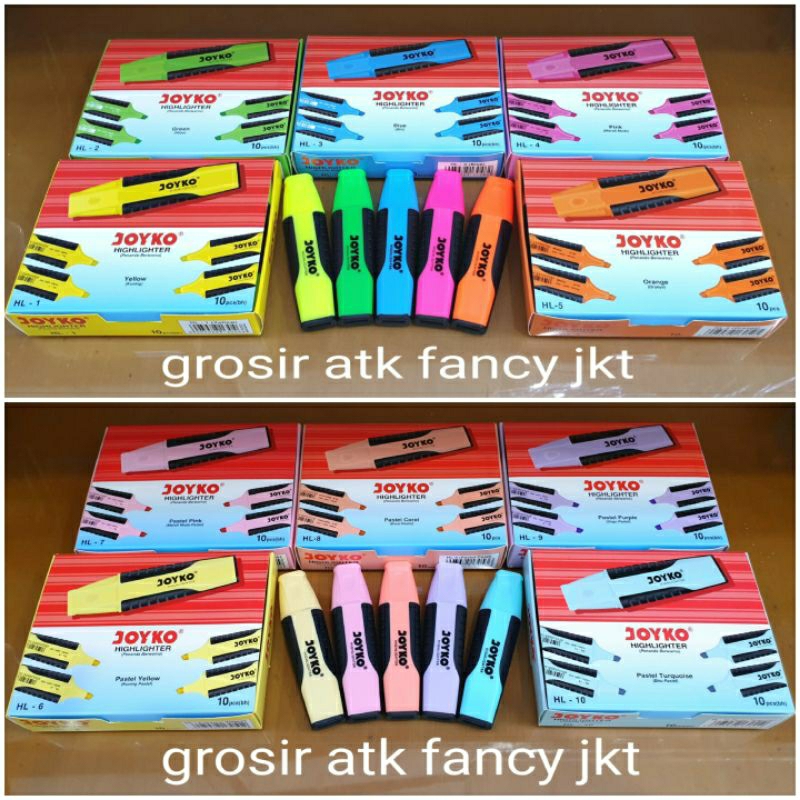 Jual Stabilo Highlighter Penanda Warna Joyko HL1 - 5 / 6 - 16 Pastel ...