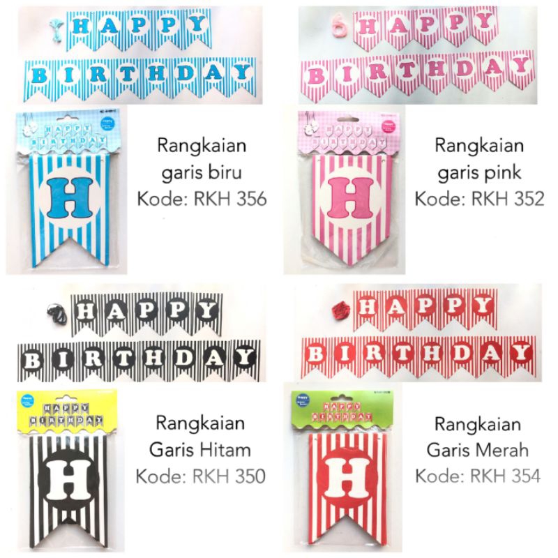 Jual Bunting Flag Happy Birthday Garis/ Rangkaian Ultah/ Bunting Flag ...