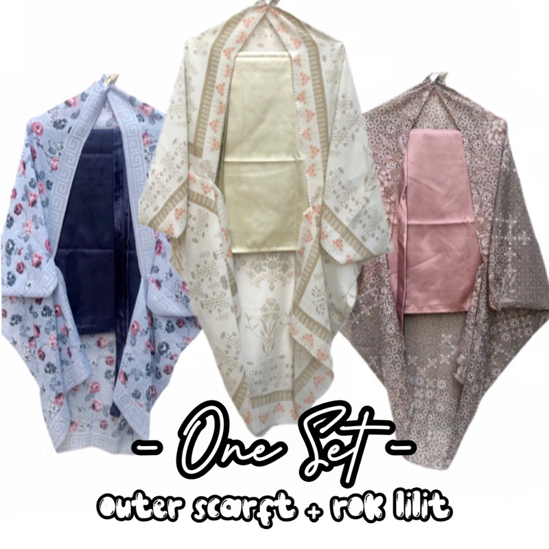 Jual One set Outer Scarf Rok lilit polos satin velvet | Shopee Indonesia