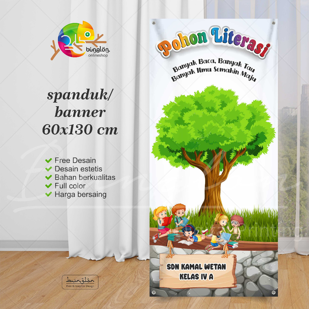 Jual Size 60x130 Cm Spanduk Banner Pohon Literasi Pohon Cita Cita Model B Shopee Indonesia 
