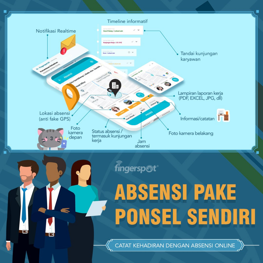 Jual Absensi online Fingerspot IO FIO absen dengan HP tarik data jarak ...