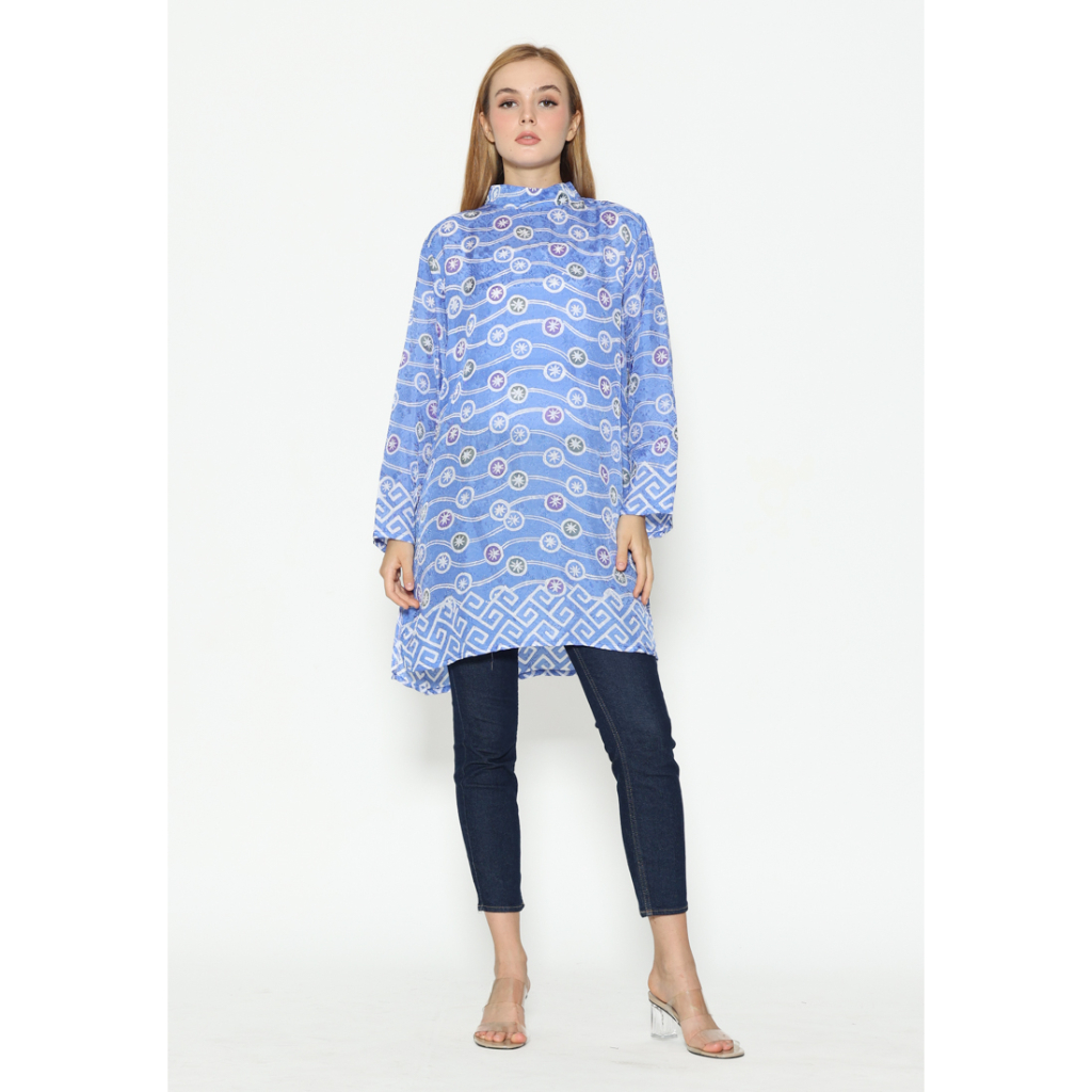 Jual Etniq Craft Leoni Tunik Batik Viscose Set Masker-Blue | Shopee ...