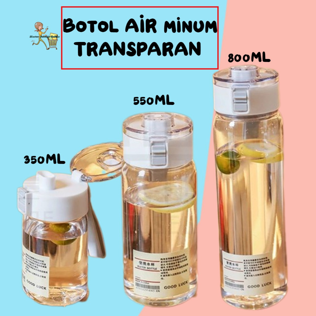 Jual Master Belanja Botol minum putih transparan bening estetik botol ...