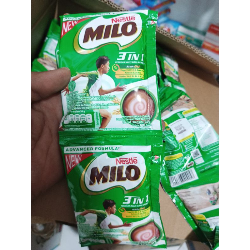 Jual Milo JUMBO 34gr 3in1 1 Renceng isi 10 Sachet | Nestle Milo 3 in 1 ...