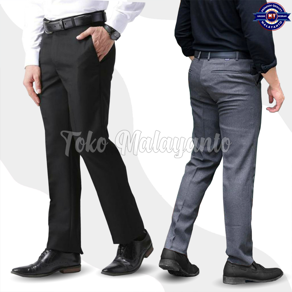 Jual Celana Bahan Pria Semi Wool Formal Slim fit Standar Jumbo Big size Bawahan Peria Panjang ...