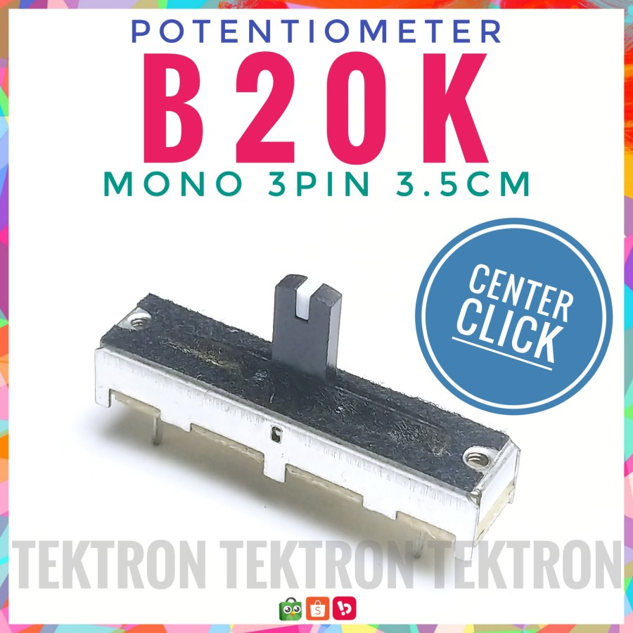 Jual POTENTIOMETER GESER B20K MONO 3PIN B203 20K KLIK TENGAH 3.5cm ...