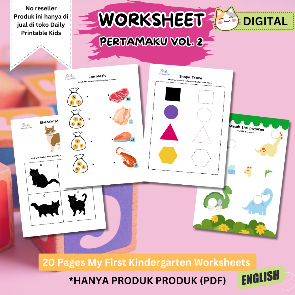Jual Printable Worksheets Lembar Aktivitas Pertamaku Vol 2 Usia 2 3 4