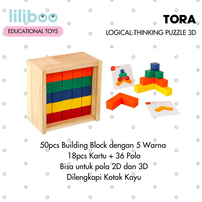 Jual LILIBOO TORA Mainan Edukasi Anak Montessori Kayu Logical Puzzle 3D ...