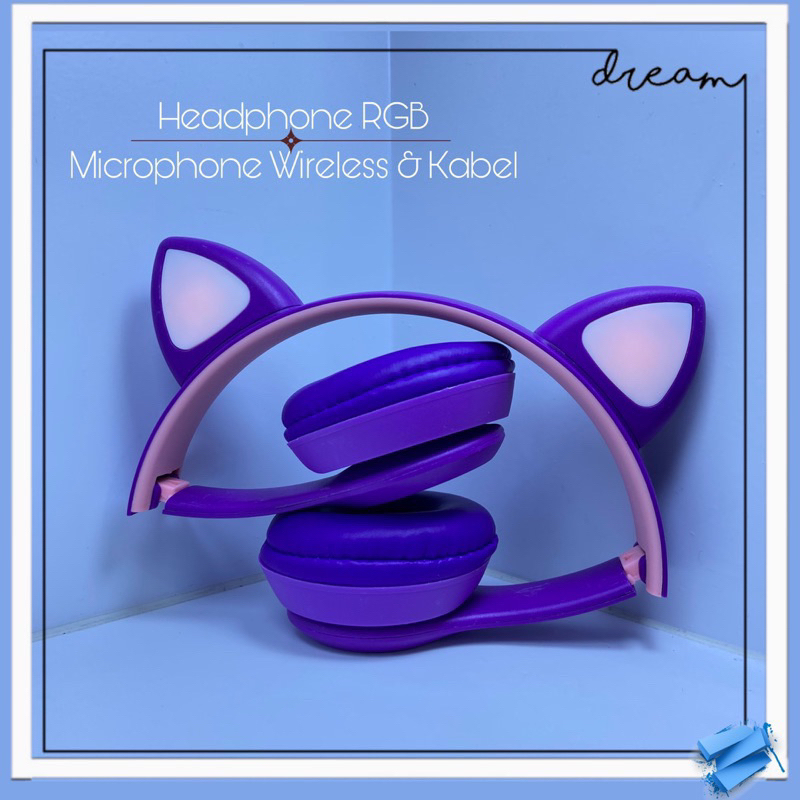 Jual Headset Kucing LED TWS Bluetooth 5.0 Headphone Extra Bass | Shopee ...