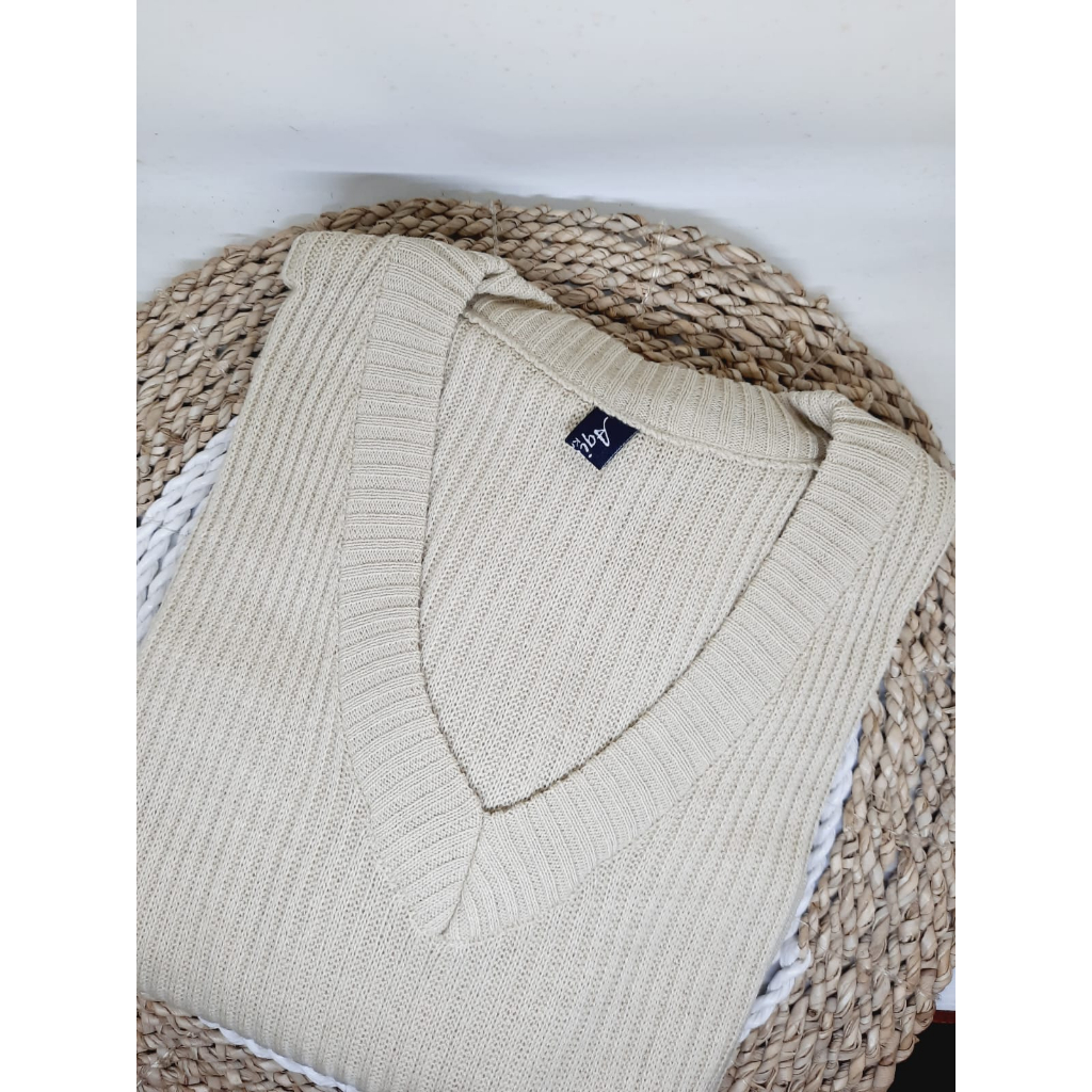 Jual Vest Rajut Salur Kerah V Panjang / Rompi Rajut Premium /Vest Rajut ...