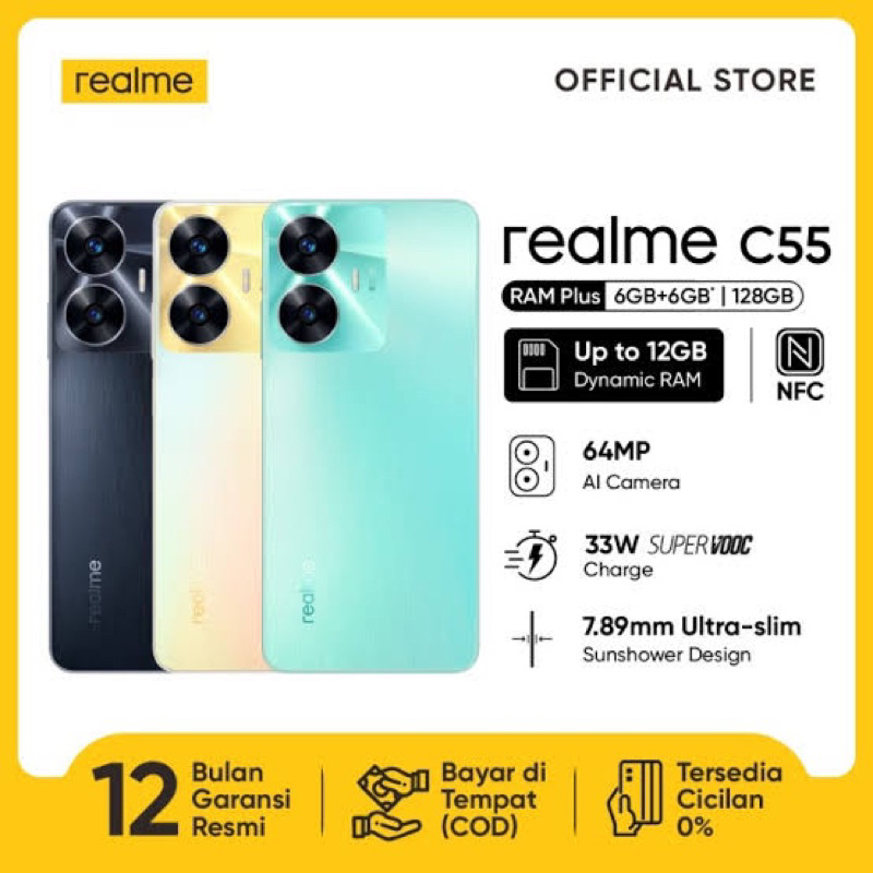 Jual Realme C55 ram 8GB/256GB 6GB/128GB Baru Garansi Resmi 1 Tahun ...