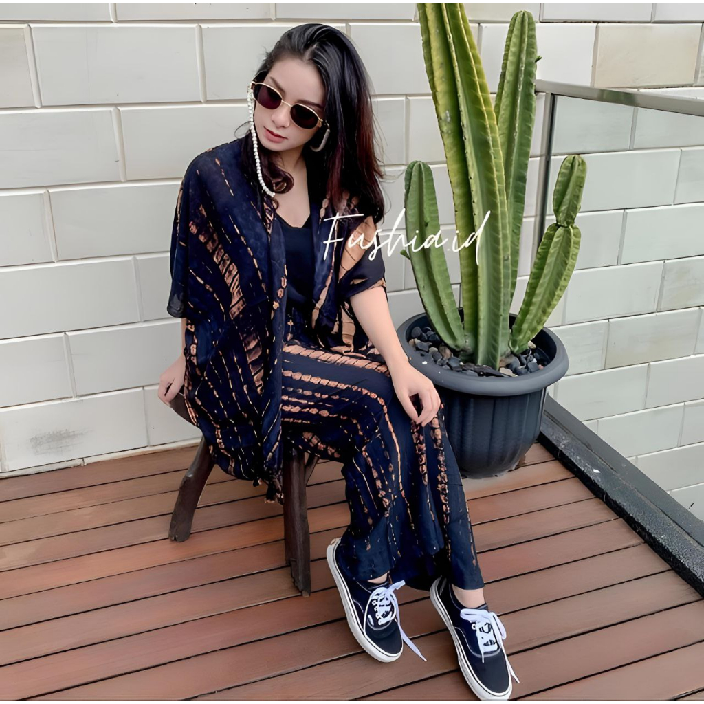 Jual ONE SET CARDIGAN TIEDYE CARDIGAN BALI OVERSIZE BAJU PANTAI ...