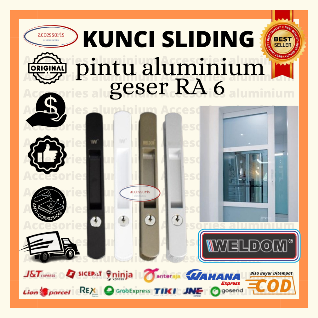 Jual Kunci Pintu Sliding RA6 Putih / Kunci Pintu Geser Aluminium Weldom ...