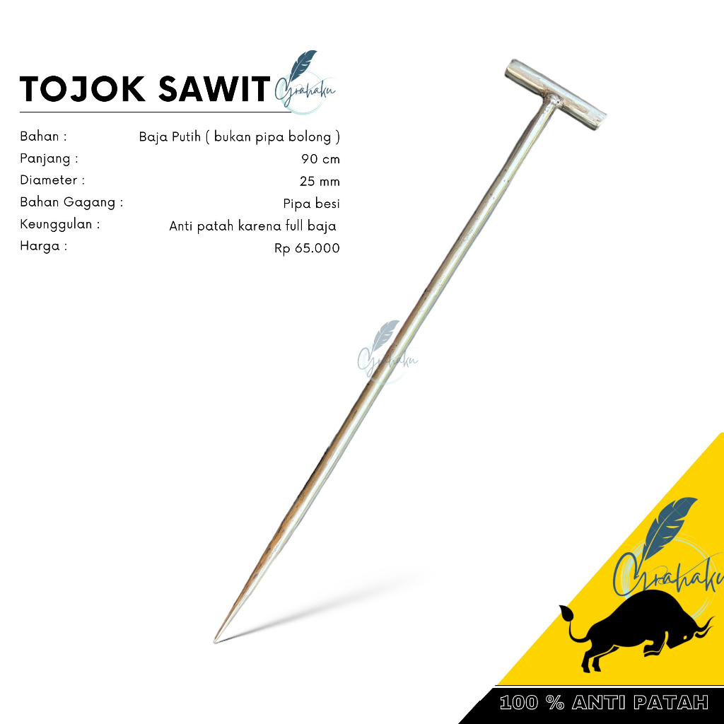 Jual Tojok Sawit 90 Cm Ketebalan 25 Mm Full Baja Bukan Pipa - Alat Panen Sawit TAHAN KARAT ...