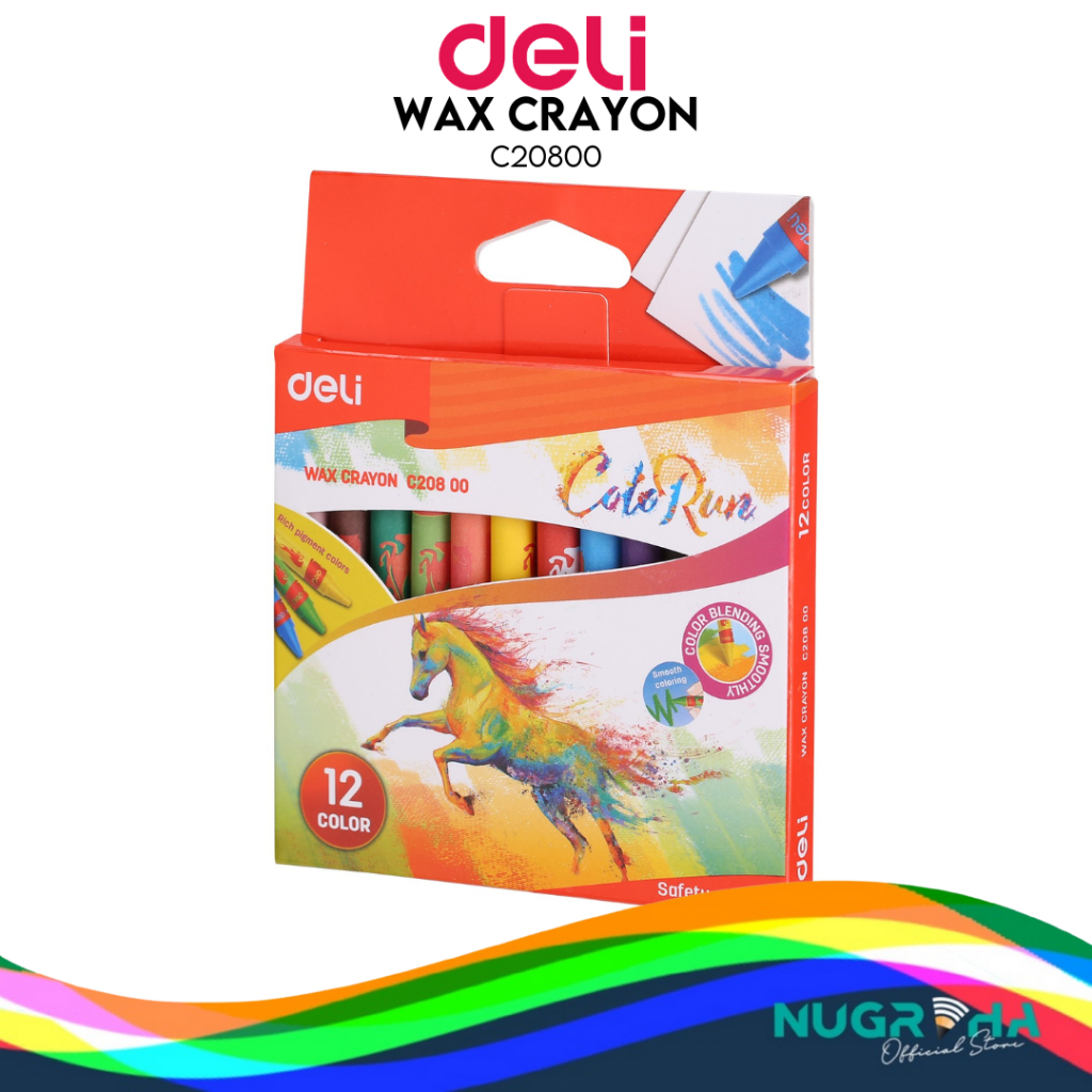 Jual Deli Crayon Krayon Lilin 12 Warna Label Melingkar Tangan Anti ...