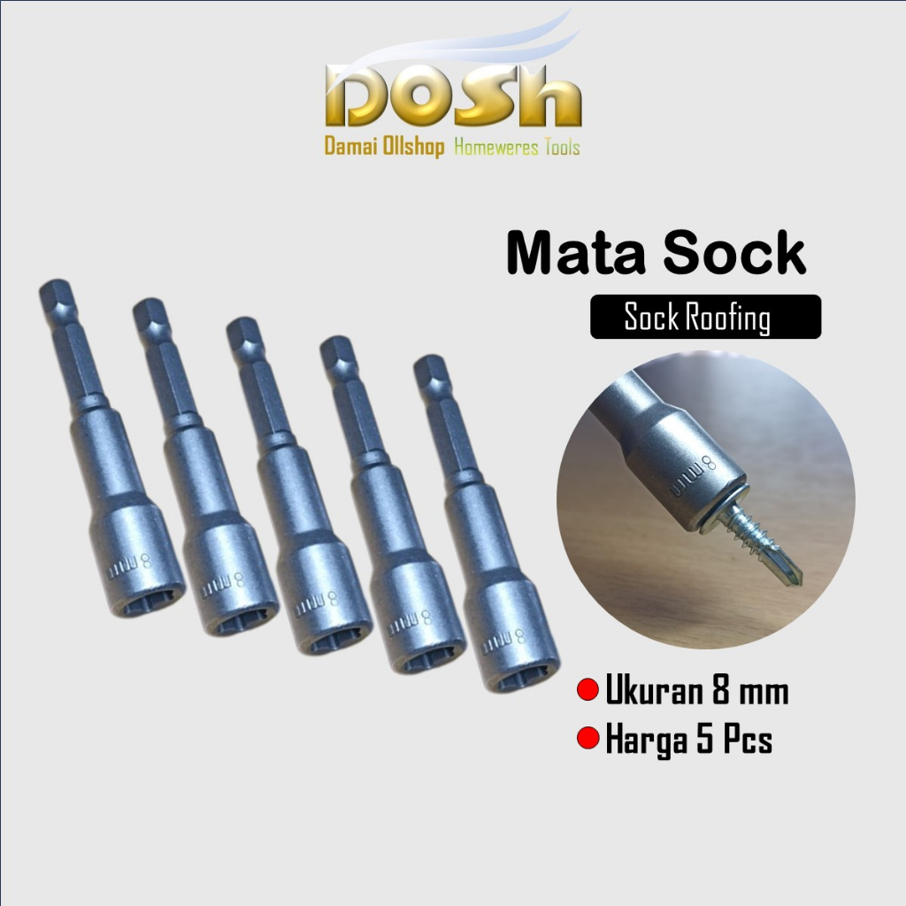 Jual Kunci Mata Sock Roofing Baut Baja Ringan Magnetic Hex Nut 8 MM 65 MM / Mata Sock Baut ...