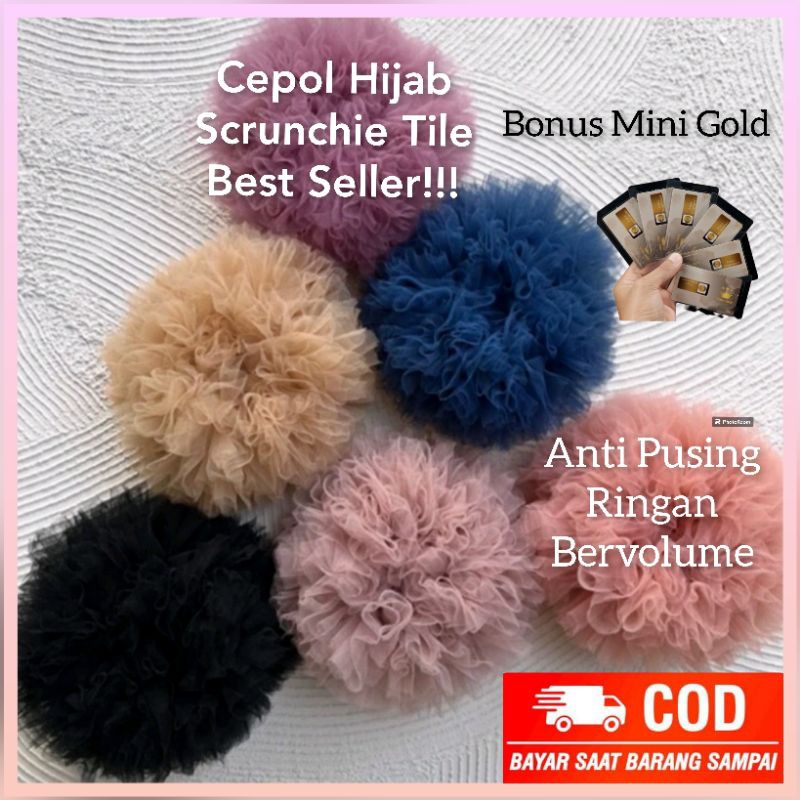 Jual Cepol Hijab Volume Scrunchie Tile / Ikat Rambut Anti Pusing Viral ...