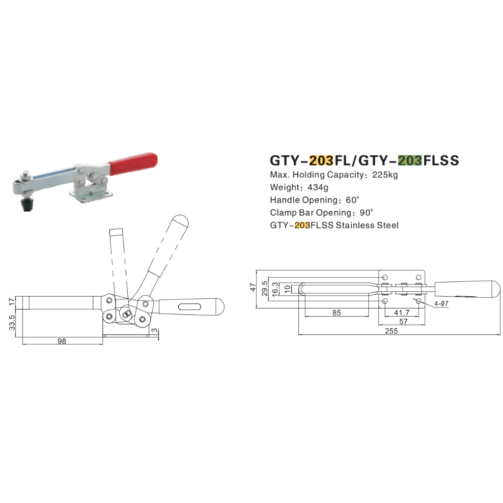 Jual Toggle Clamp Horizontal GH 203FL GTY 203 FL 227kg | Shopee Indonesia