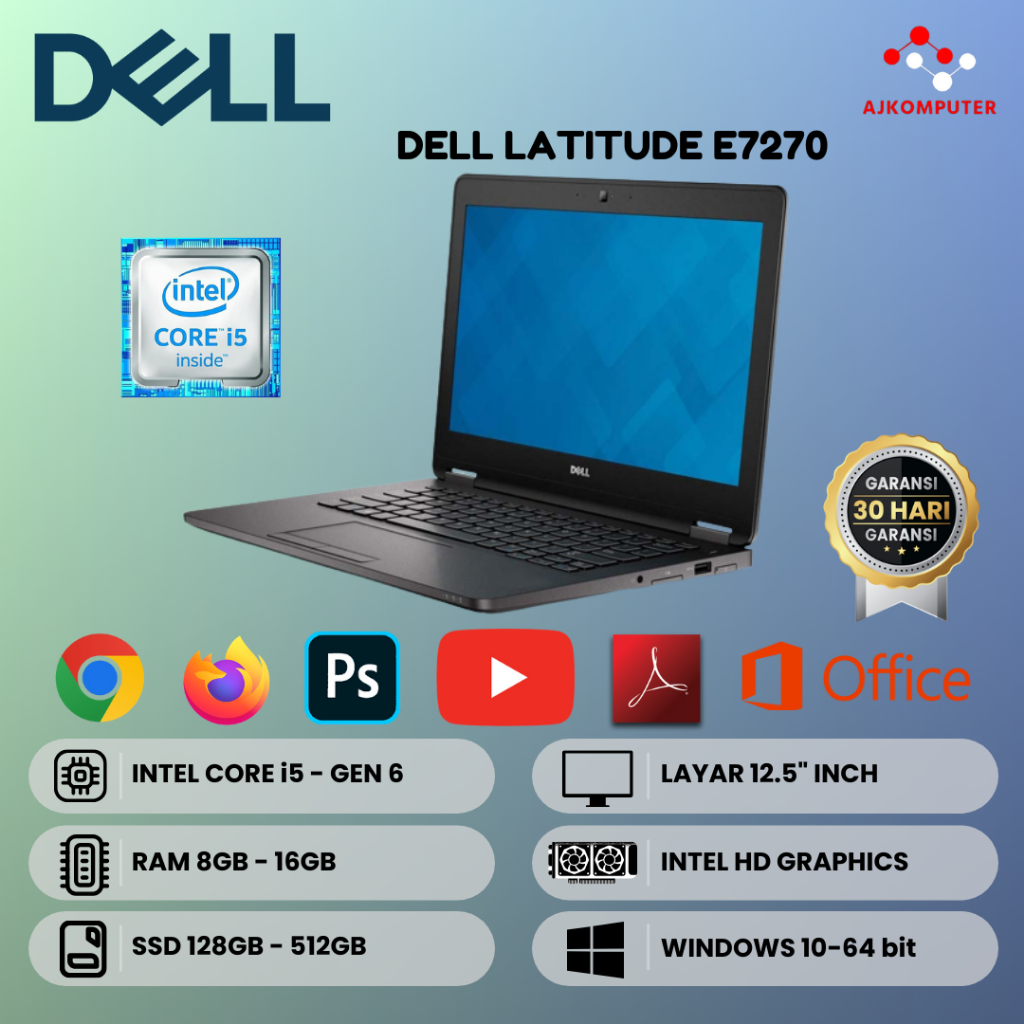 Jual DELL LATITUDE E7270 CORE i5 / i7 GEN 6 DISPLAY 12.5" INCH WIN 10 ...
