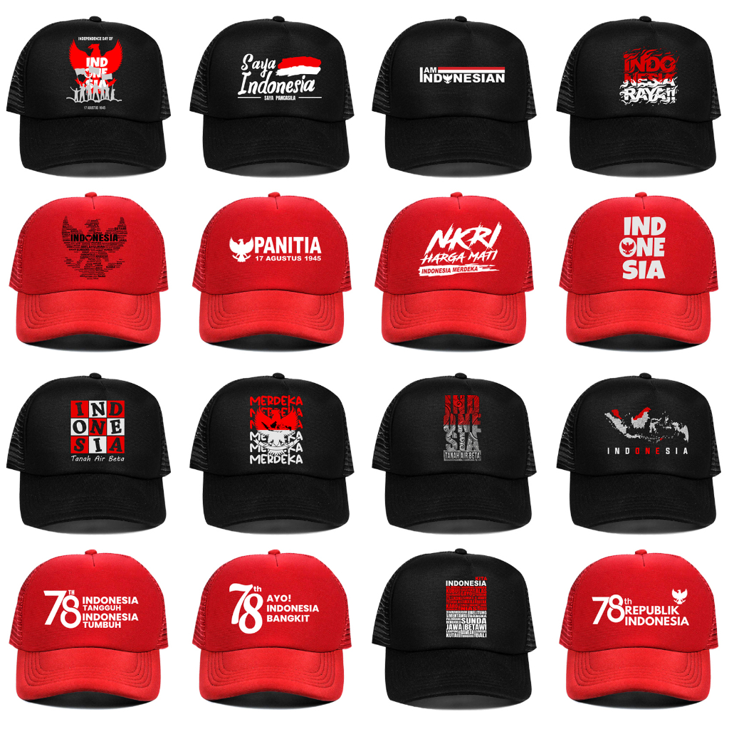 Jual Topi Trucker Dewasa HUT RI / Topi Indonesia / Topi Dirgahayu ...
