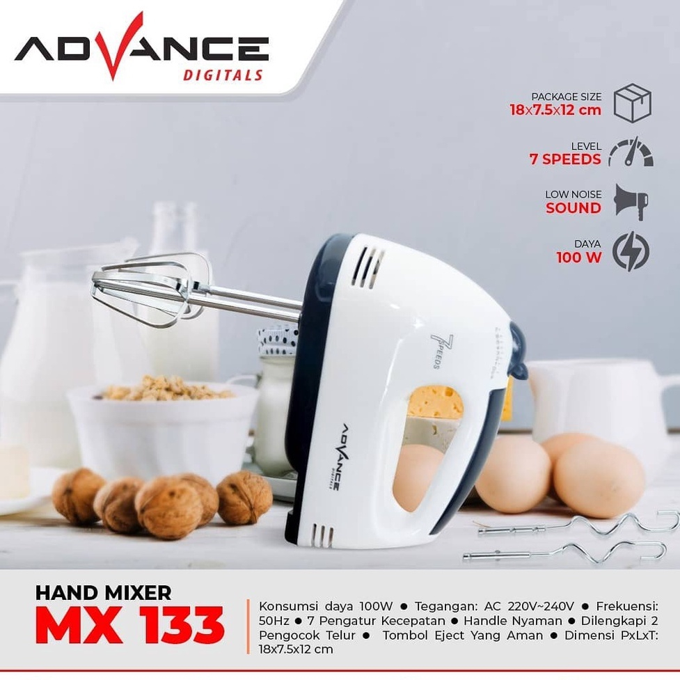 Jual Advance Hand Mixer MX-133 Alat Pengaduk dengan 7 Kecepatan Otomatis Garansi Resmi Advance 1 ...