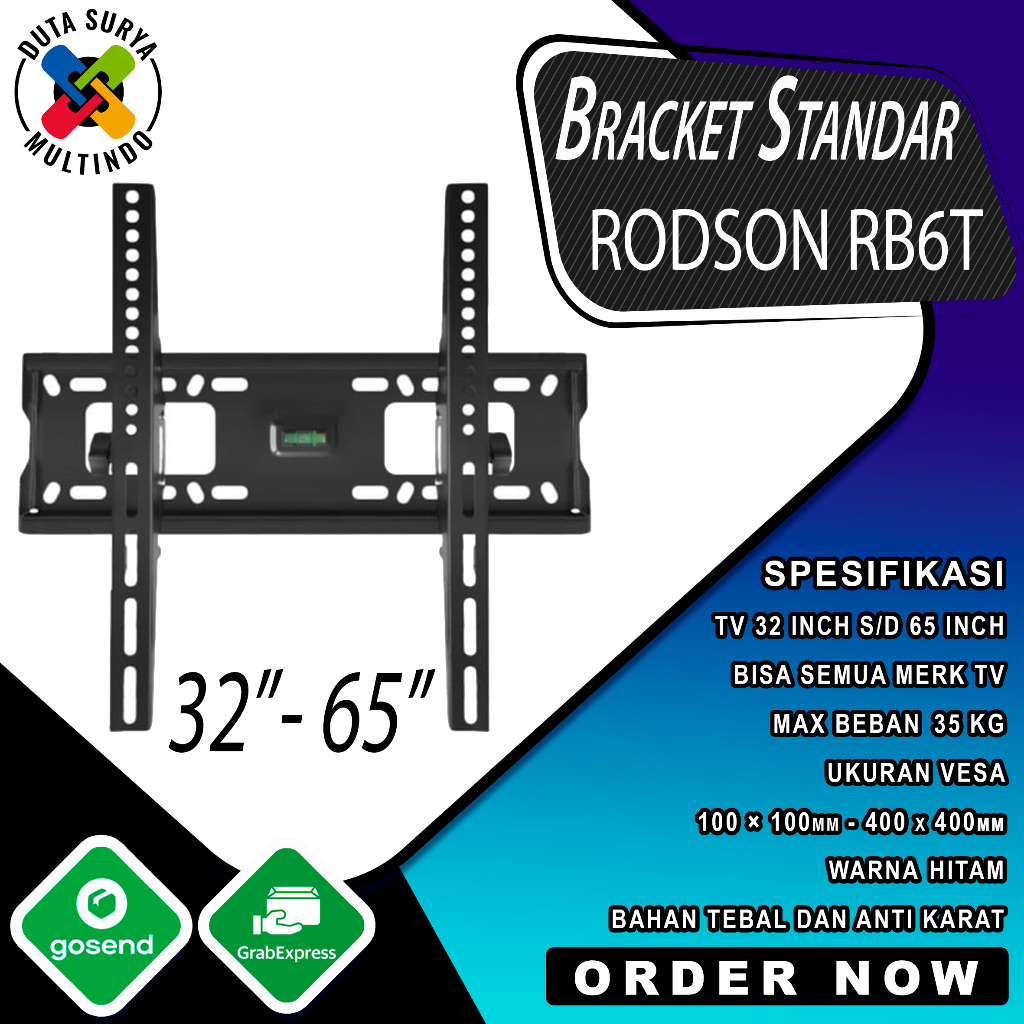 Jual bracket braket breket tv standar rodson RB6T 32 40 42 43 49 55 65 ...