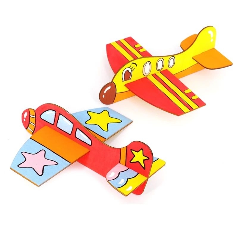 Jual DIY Mainan 3D Kreatif Toys Pesawat Rakit Mewarnai Paint Bahan Kayu ...