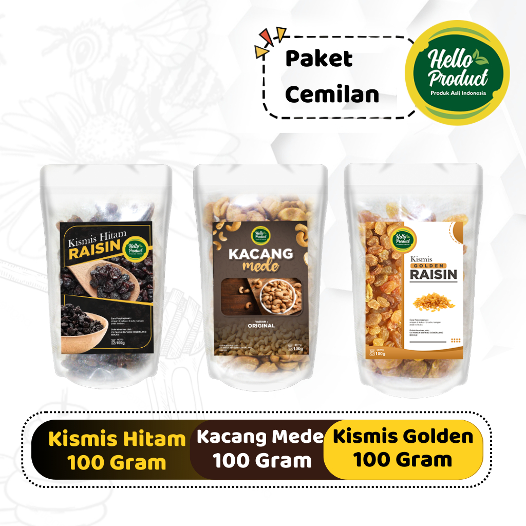 Jual Paket Cemilan - Kismis Hitam Kismis Golden Kacang Mede Panggang ...