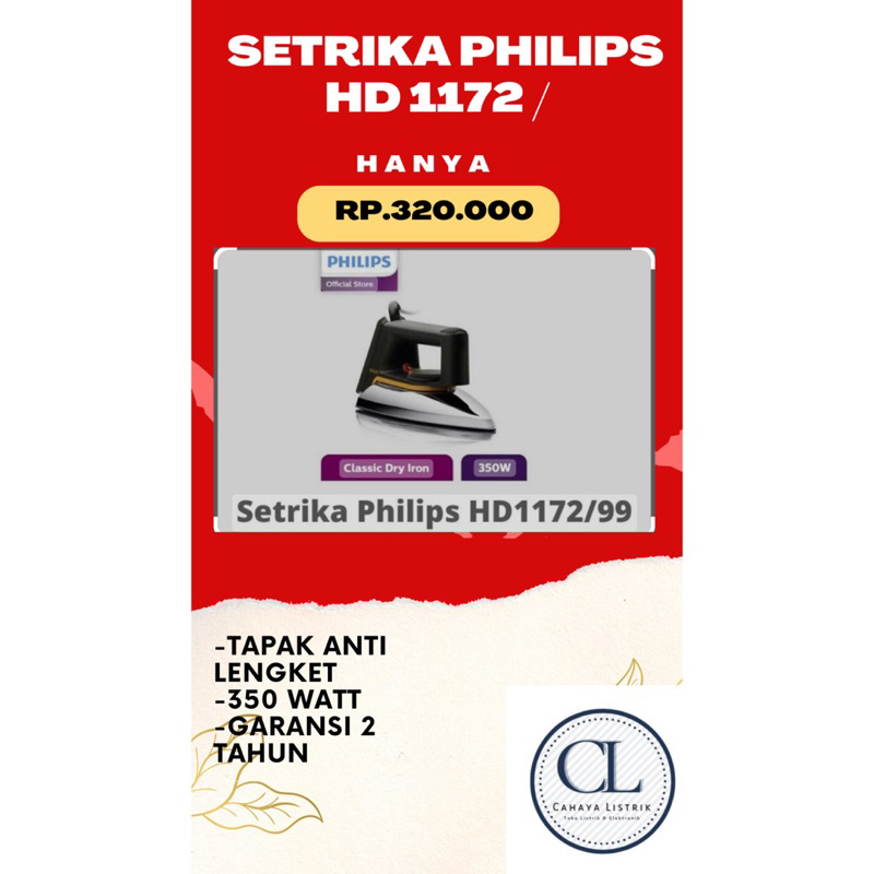 Jual setrika philips hd 1172 classic | Shopee Indonesia